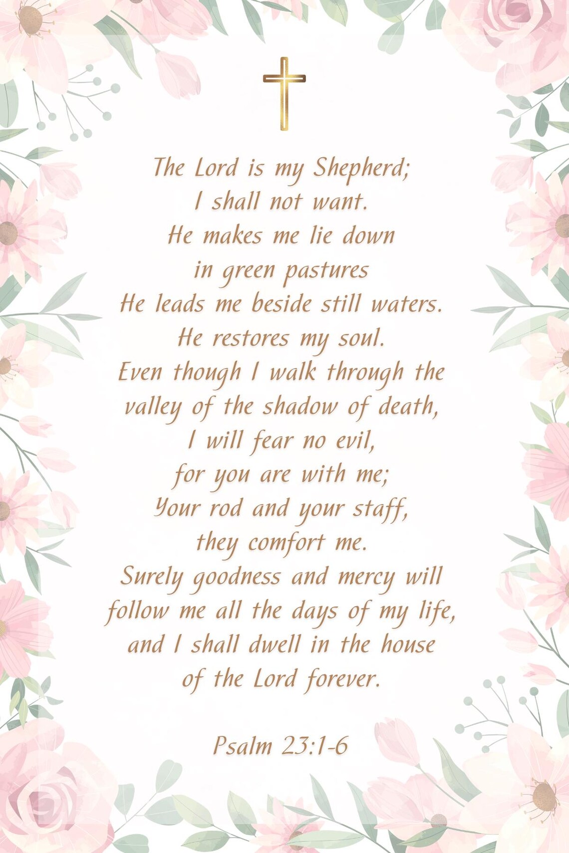 Pink Flower Border Editable Funeral Card Template, Memorial Prayer Card ...