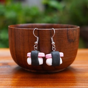 Cute Musubi Earrings, Spam Musubi Dangle, Sushi Earrings, Food Polymer ...