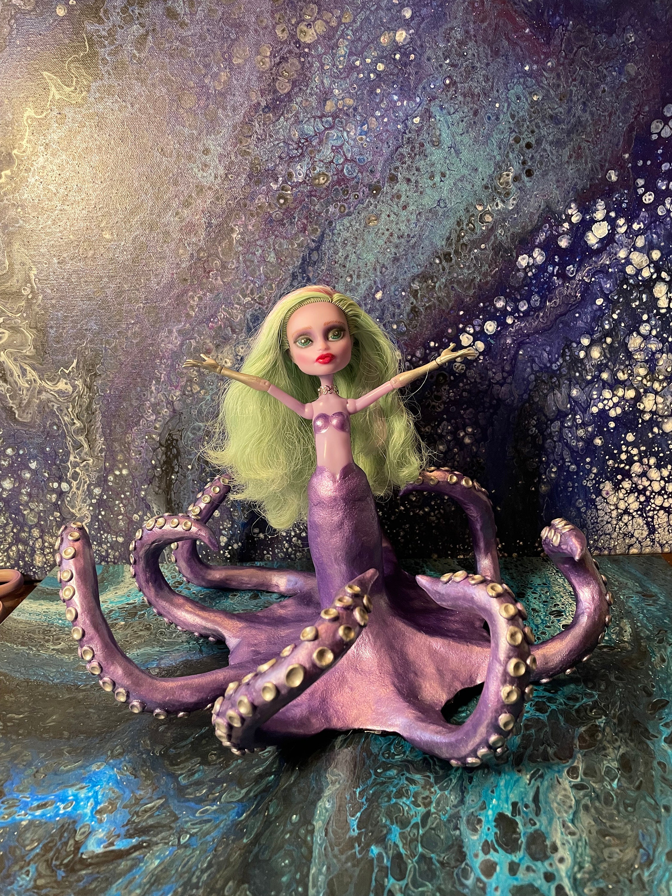 OOAK Monster High Remake Octopus Woman Purple and Silver Doll One of a ...