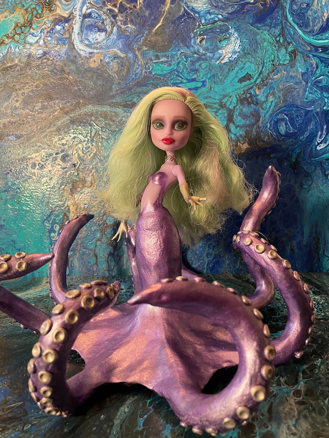 OOAK Monster High Remake Octopus Woman Purple and Silver Doll One of a ...