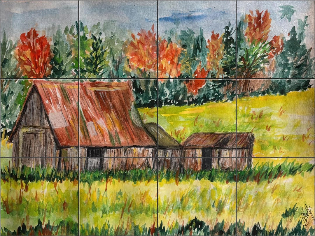 Autumn Barn by Deborah Wolfe Tile Mural Backsplash, Kitchen Home Décor ...