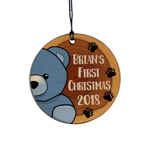 Bear Boys First Christmas Wood Christmas Ornament - Etsy
