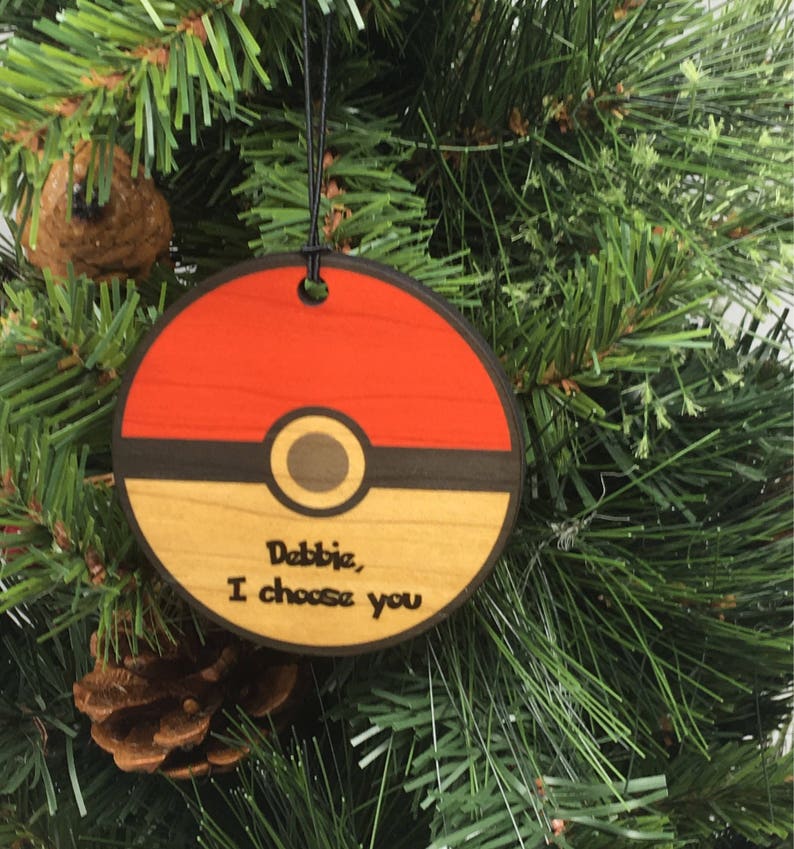 Personalized Pokemon Pokeball Wood Ornament for Pokemon Loving - Etsy