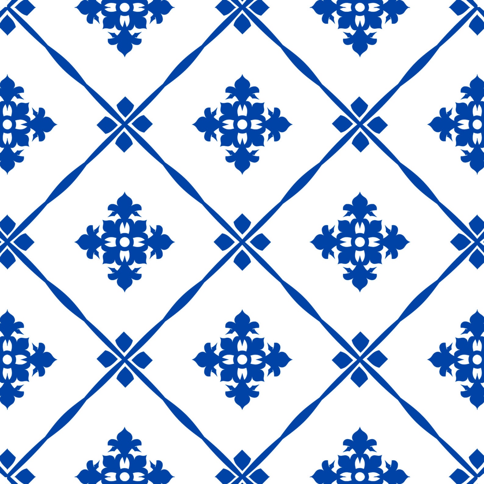 Blue / White Repeat Pattern Wall Tile Kitchen Bathroom Shower Designer ...