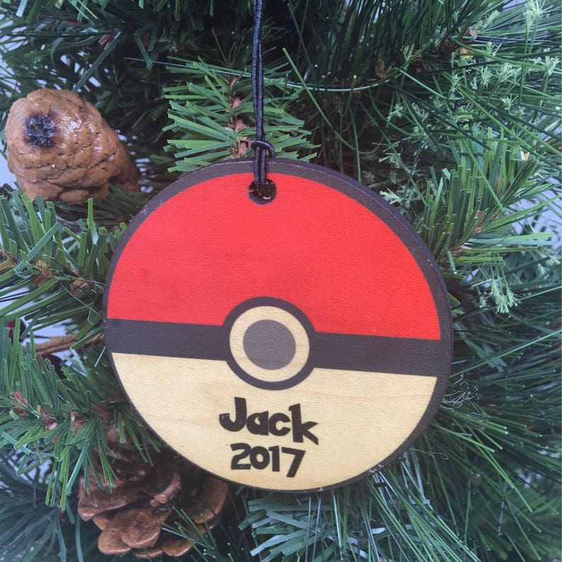 Personalized Pokemon Pokeball Wood Ornament for Pokemon Loving - Etsy
