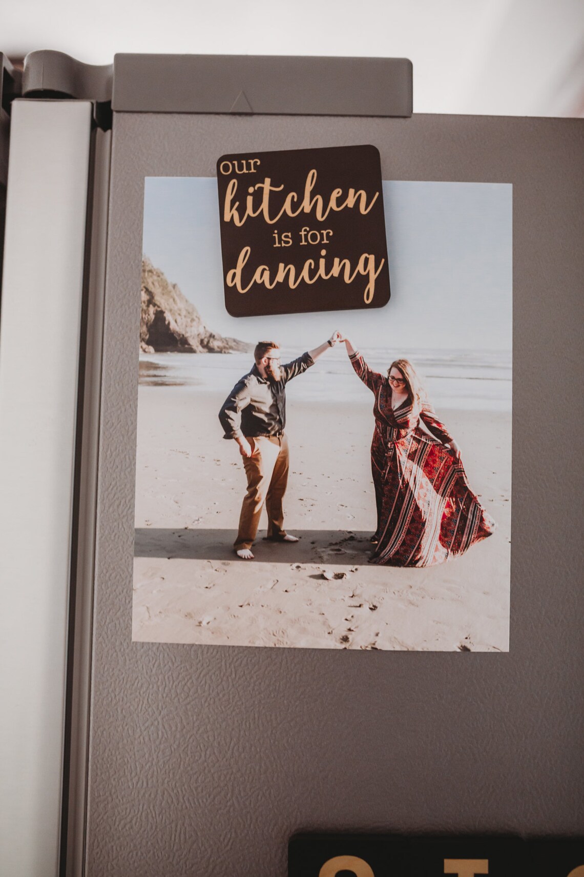 Our Kitchen is for Dancing Wood Refrigerator Magnet Black - Etsy