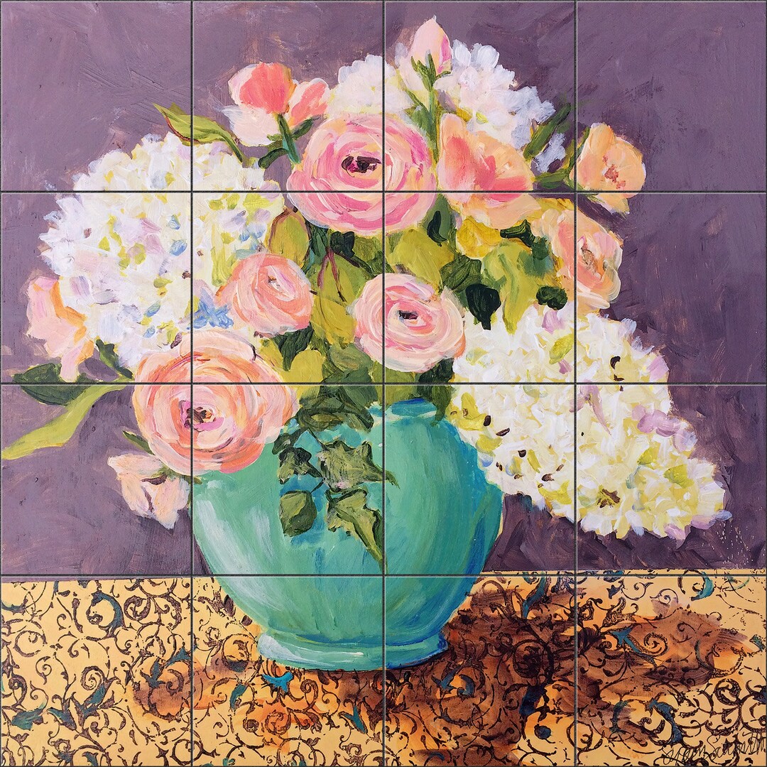 Green Pot by Susan Schmitt Tile Mural Backsplash, Kitchen Home Décor ...