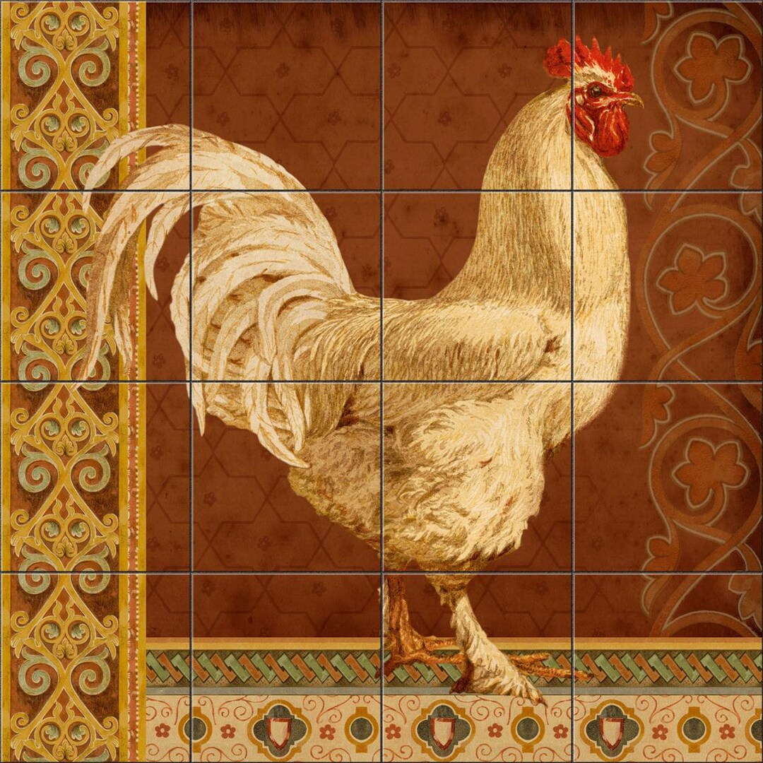Roosters 2 by Tina Higgins Tile Mural Backsplash, Kitchen Home Décor ...