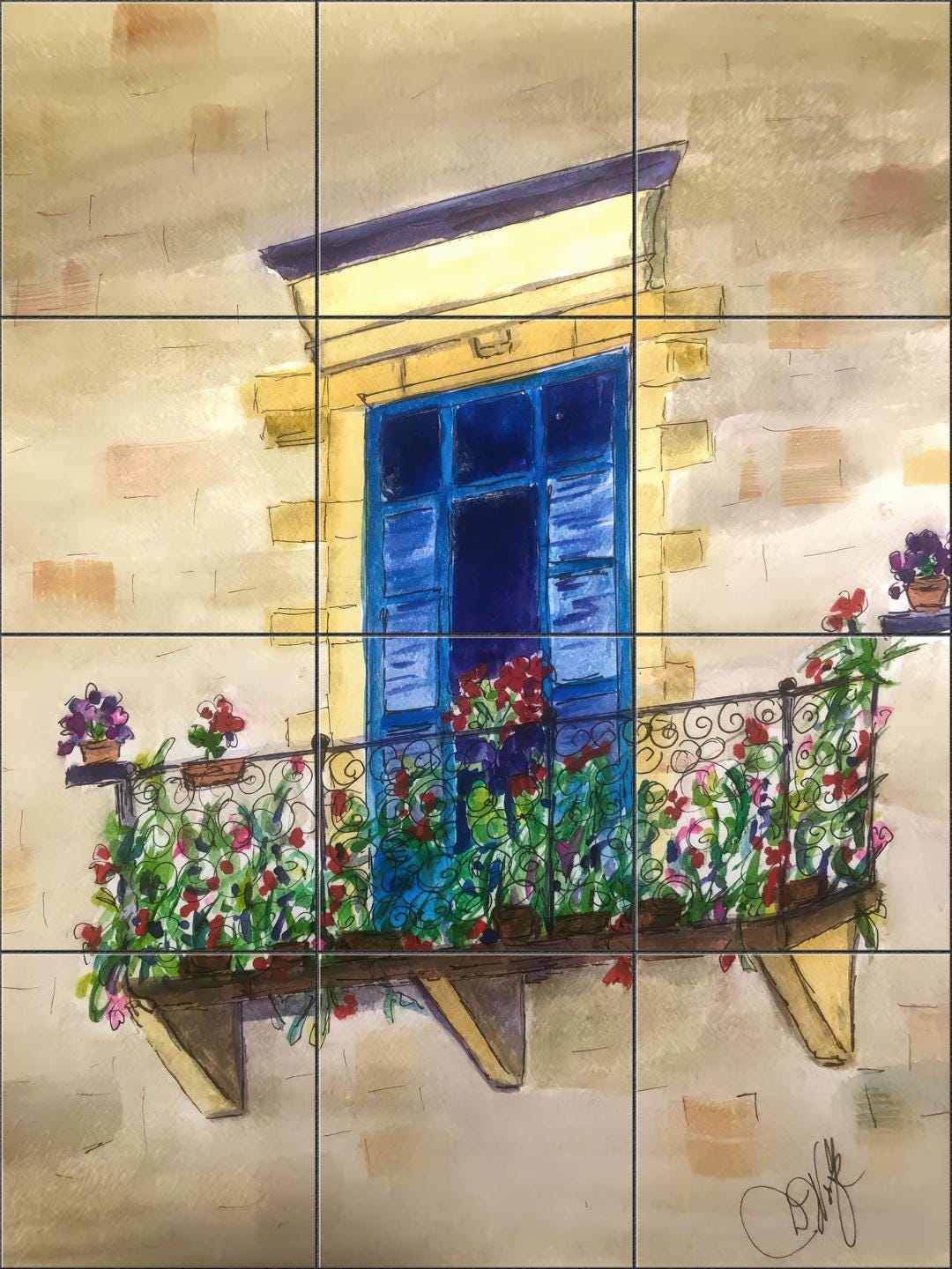 Provencal Balcony by Deborah Wolfe Tile Mural Backsplash, Kitchen Home ...