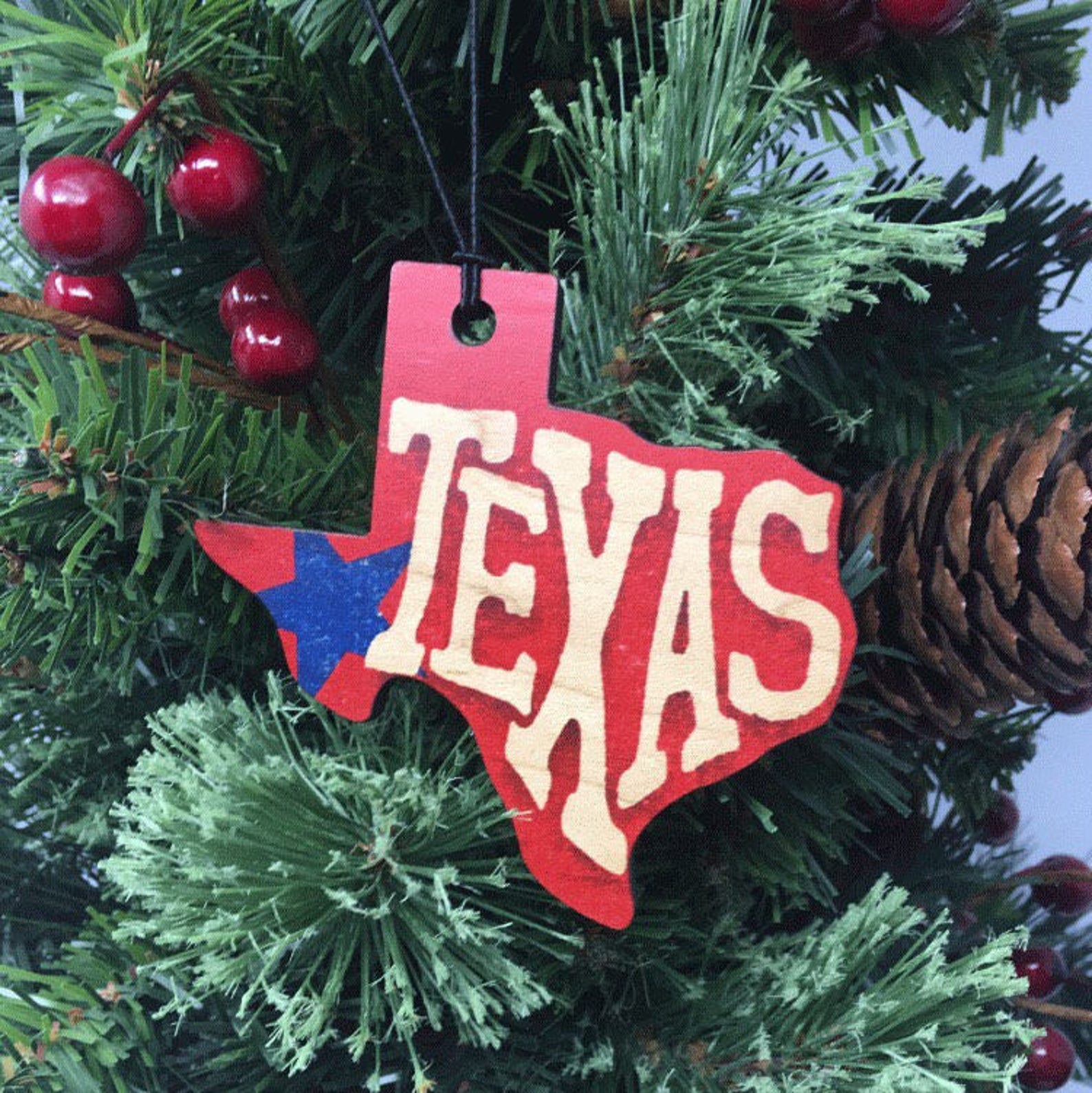 Texas Christmas Tree Ornament, State Shaped Wood Ornament, Perfect for ...