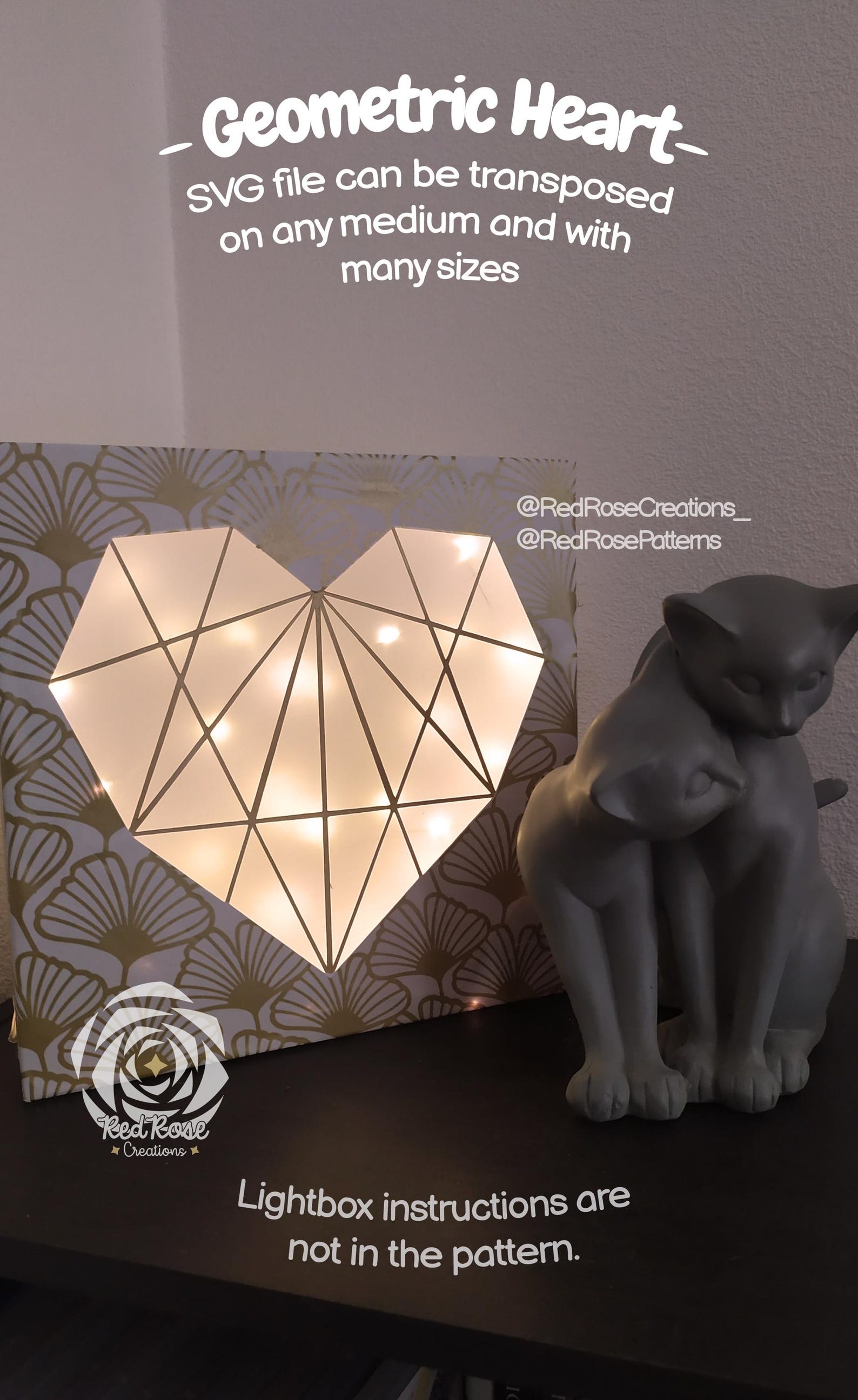 Complete Pattern + SVG File "geometric Heart" Shaker Card - Etsy