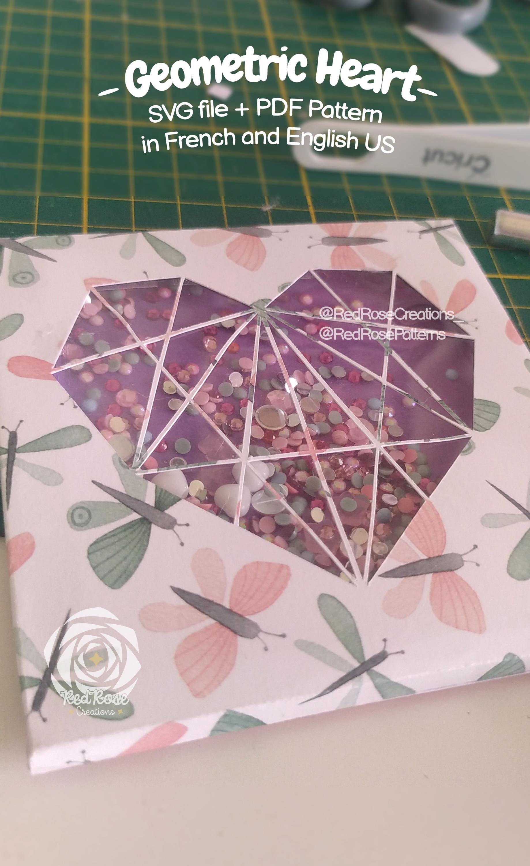 Complete Pattern + SVG File "geometric Heart" Shaker Card - Etsy