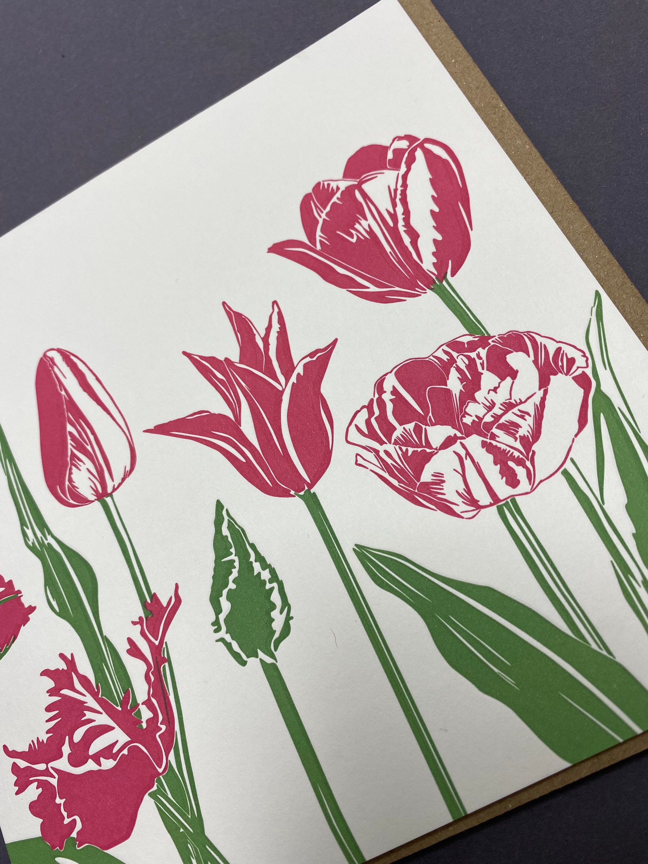 Tulip Card Contemporary Tulips Card Spring Flower Card - Etsy