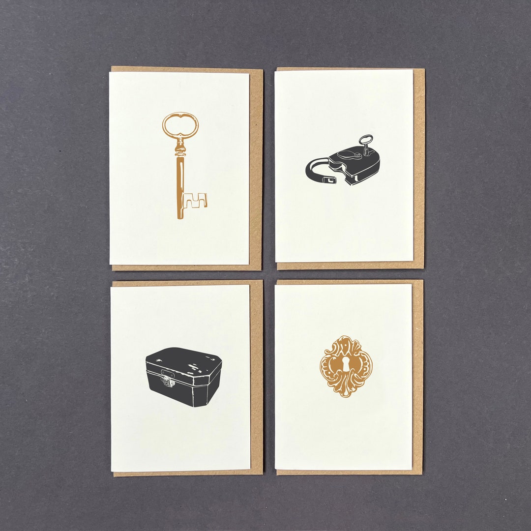 Letterpress Note Card Set - Secret Treasures - Blank Inside - Love ...