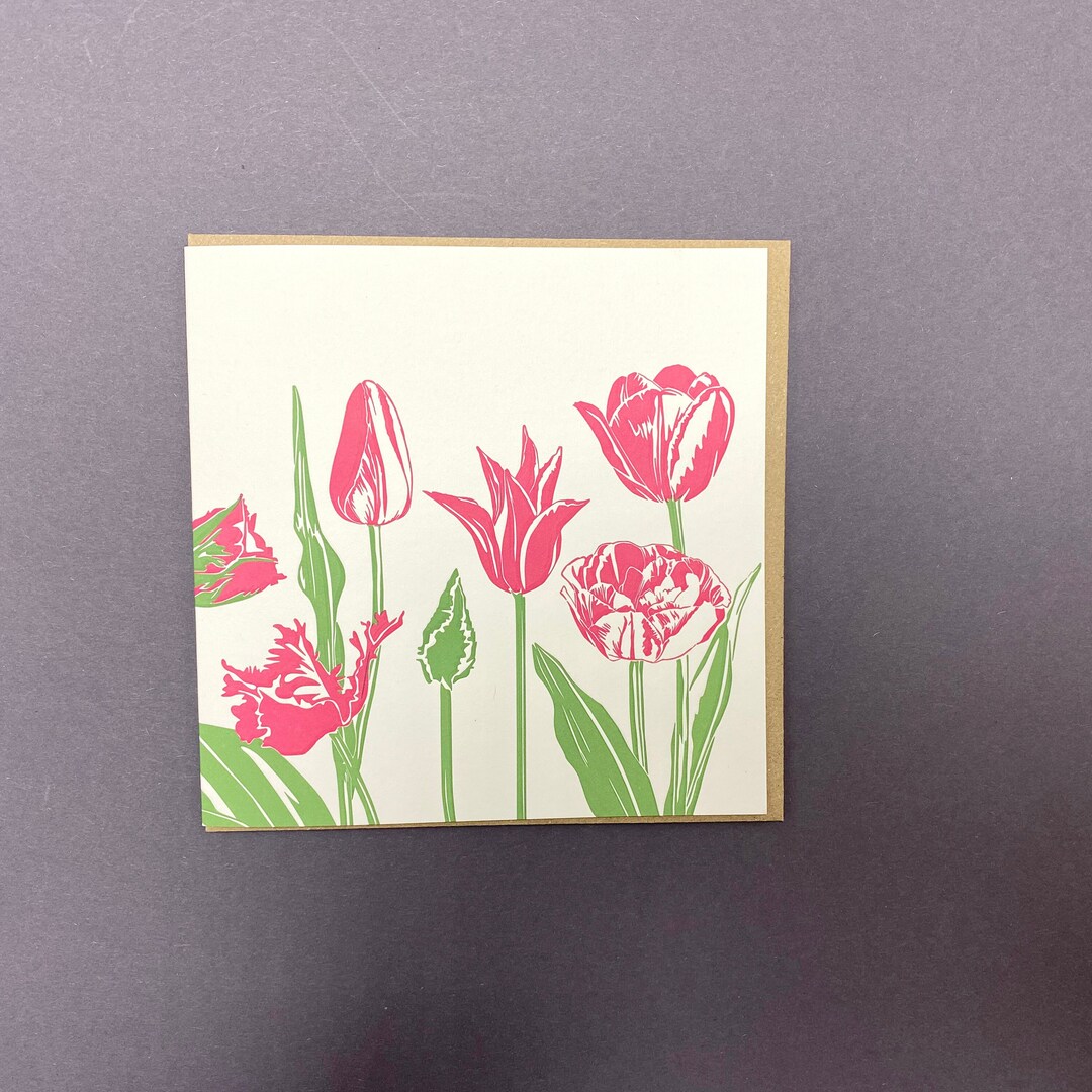 Tulip Card - Contemporary Tulips Card - Spring Flower Card - Tulip ...