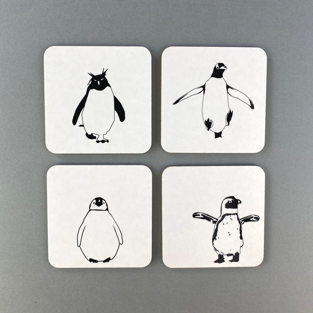 Penguins Coaster Set - Tea Coaster Set - Small Penguin Gift - Melamine ...