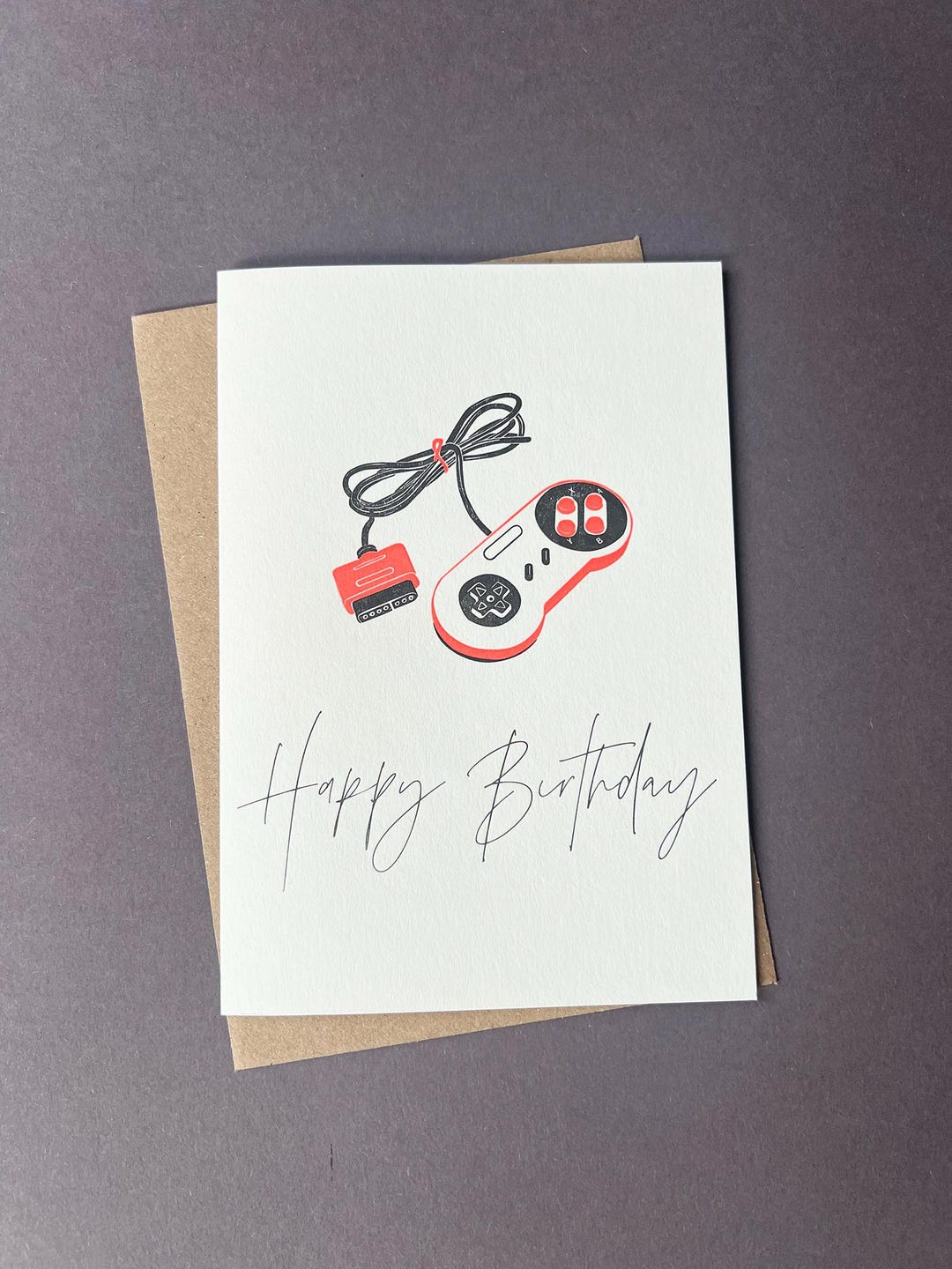Vintage Controller Happy Birthday Card: Letterpress Gamer Birthday Card ...