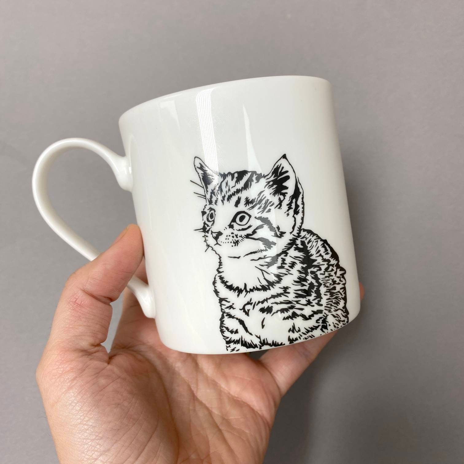 Cuddling Cat Mug Black & White Cat Mug Cat Lover - Etsy