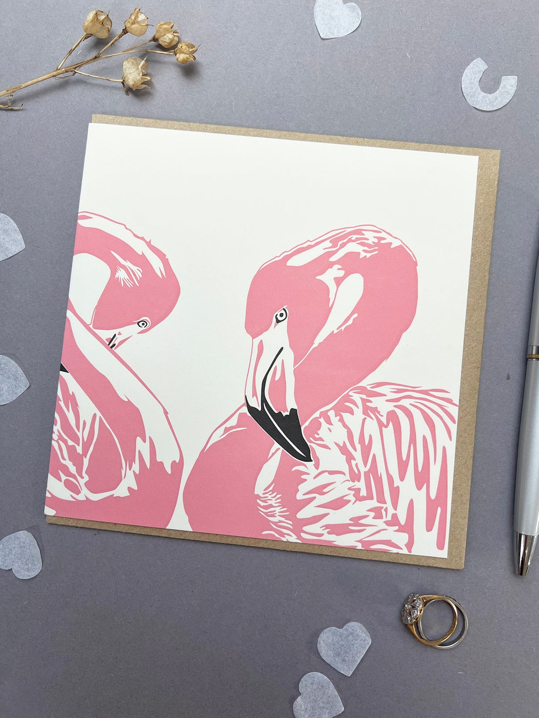 Flamingos in Love - Anniversary Card - Valentines Day Card - Flamingo ...