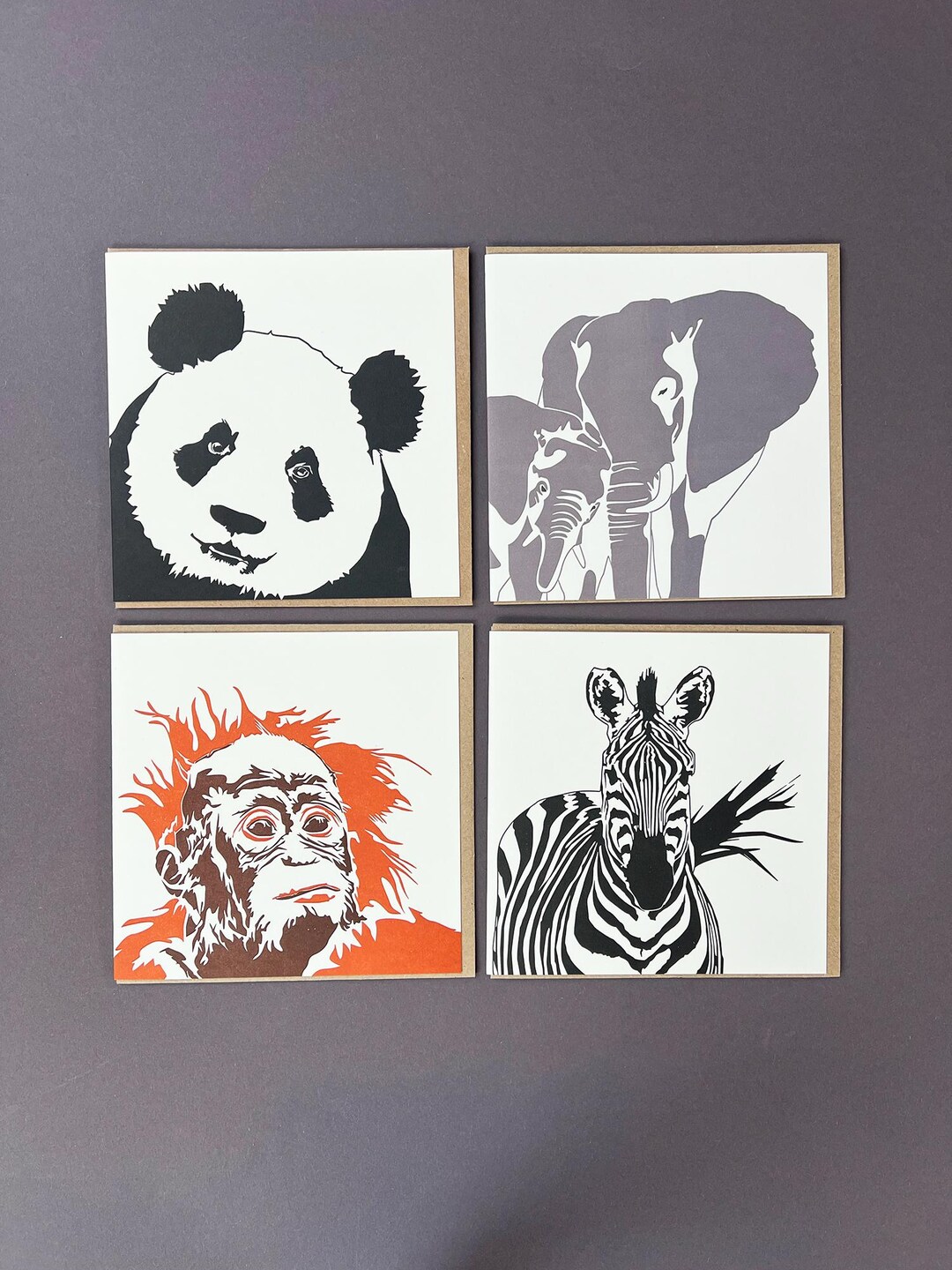 Safari Cards - Mixed Safari Card Pack - Blank Cards - Letterpress ...