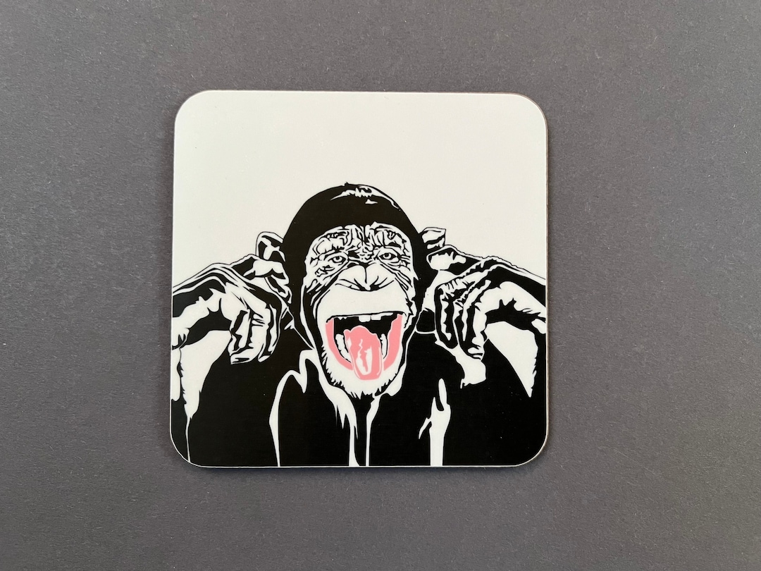 Chimpanzee Coaster Cheeky Teacher Gift Monkey Coaster Tea Coaster Small ...