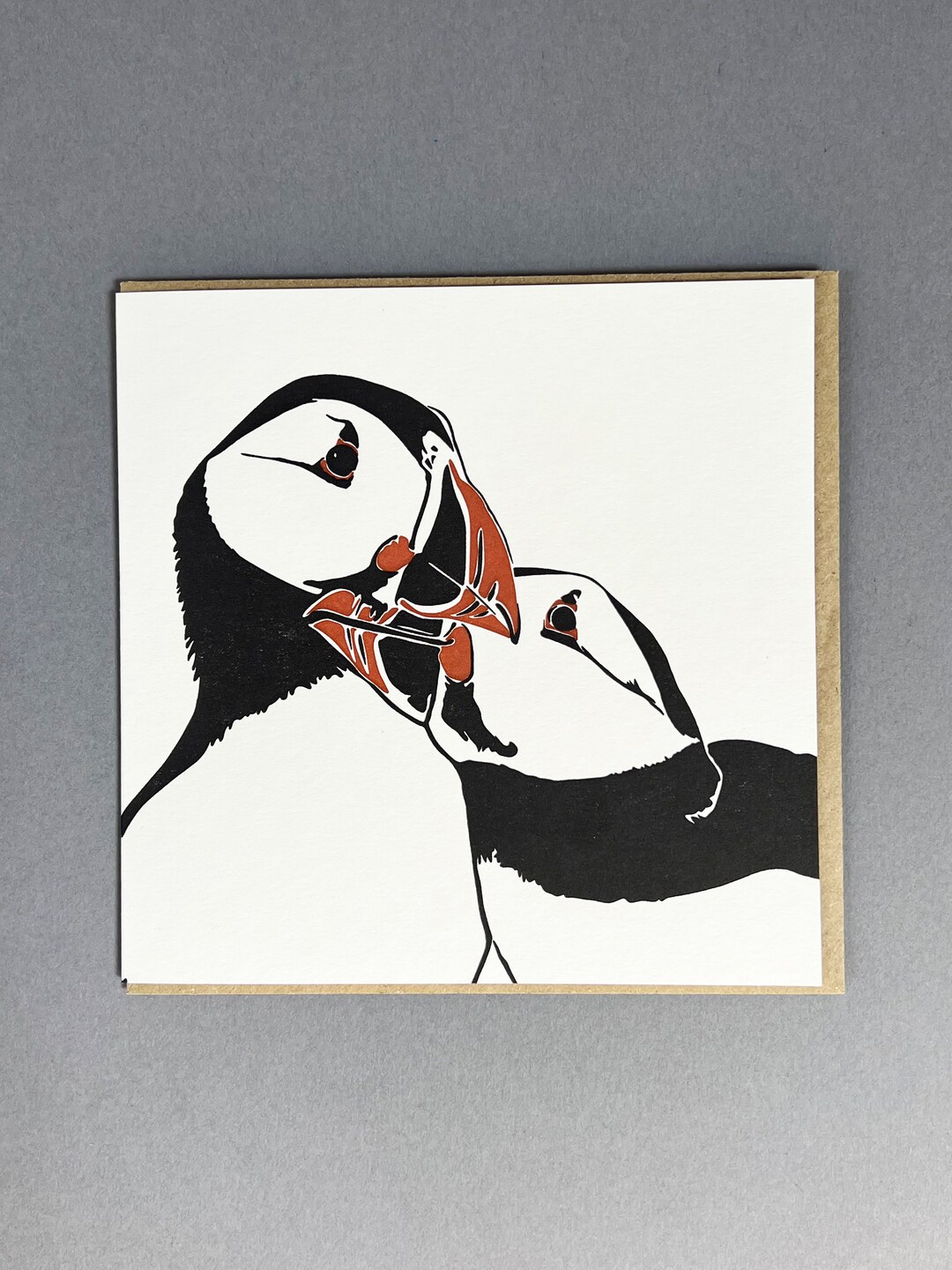 Puffin Anniversary Card: Letterpress Love Birds Wedding Card - Etsy