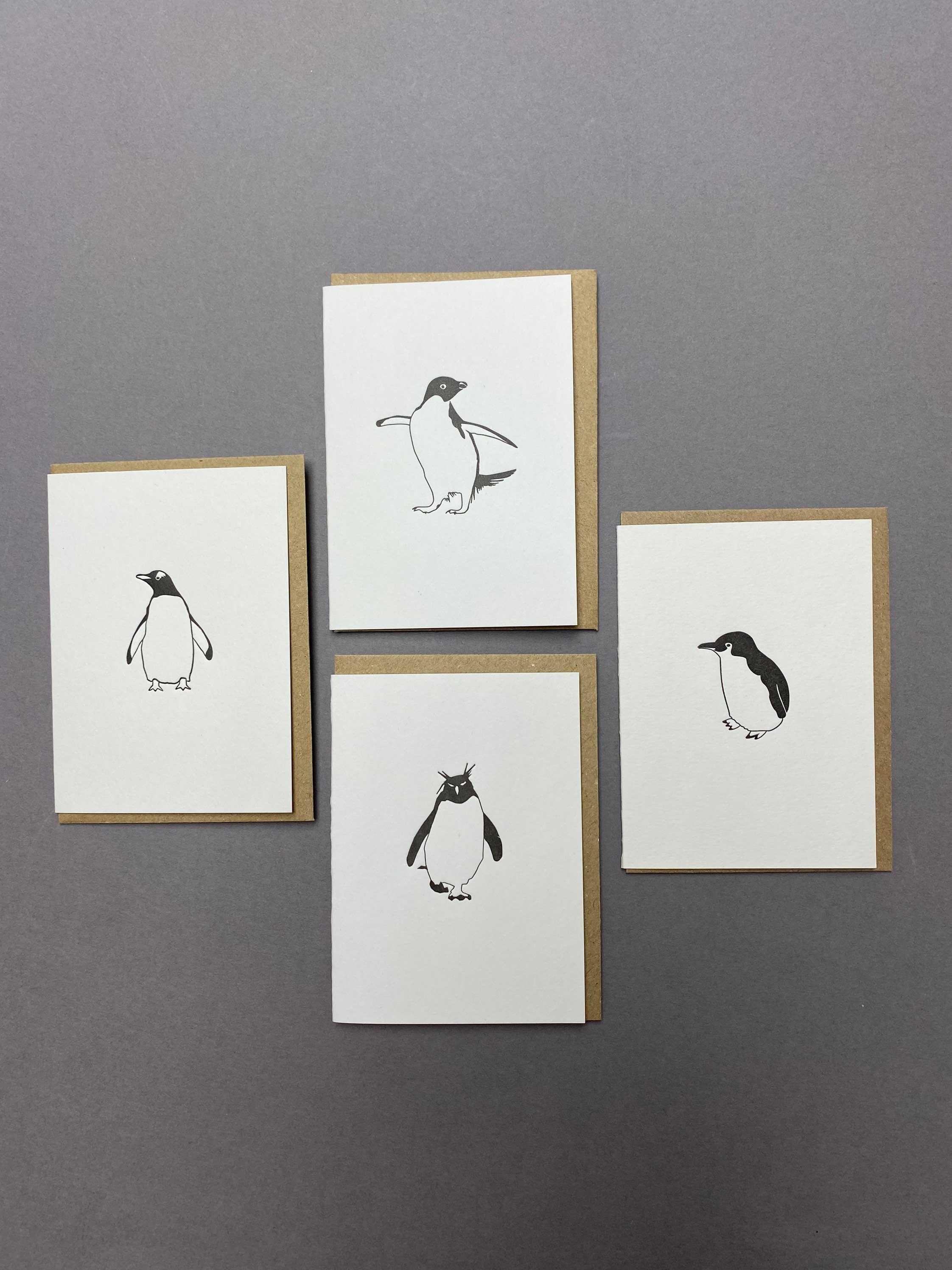Penguin Notecards Thank You Card Pack Letterpress Note | Etsy