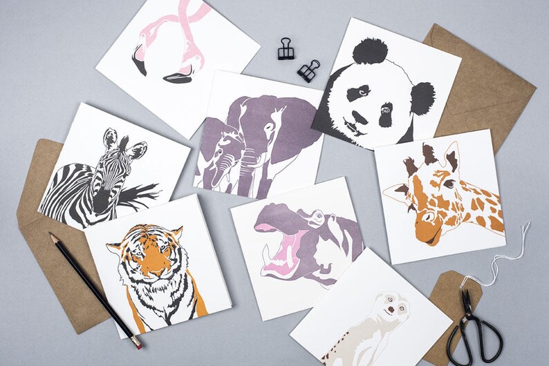 Giraffe Card Safari Animals Luxury Cards Giraffe Print - Etsy