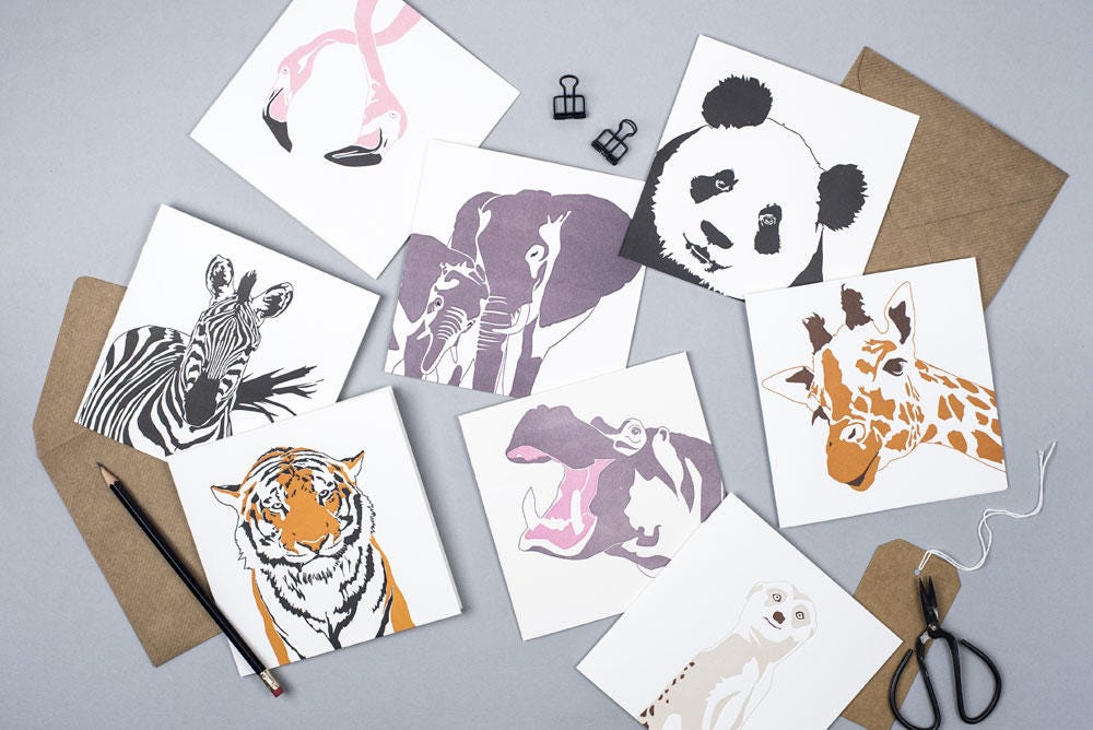 Giraffe Card Safari Animals Luxury Cards Giraffe Print - Etsy