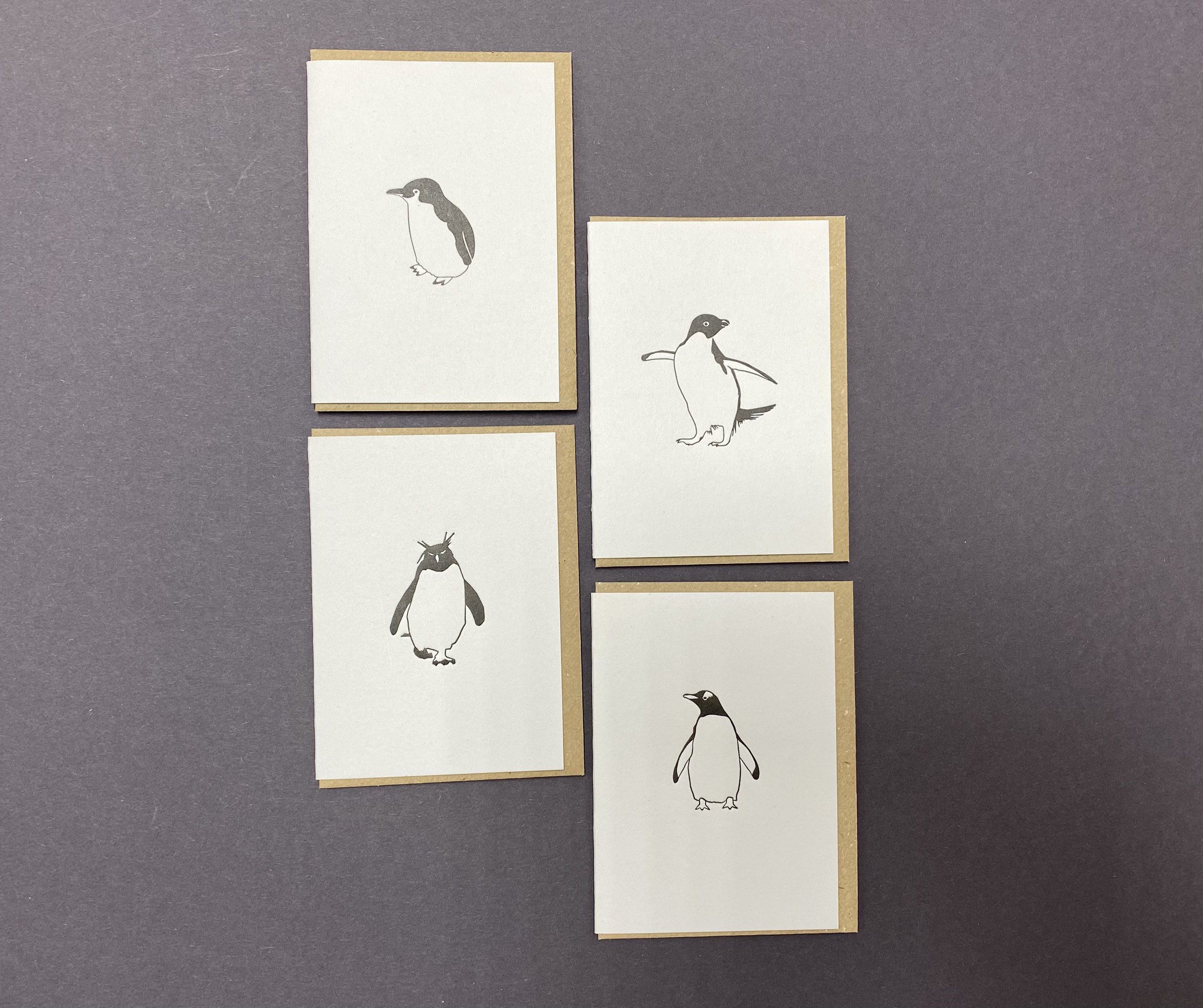 Penguin Notecards Thank You Card Pack Letterpress Note | Etsy