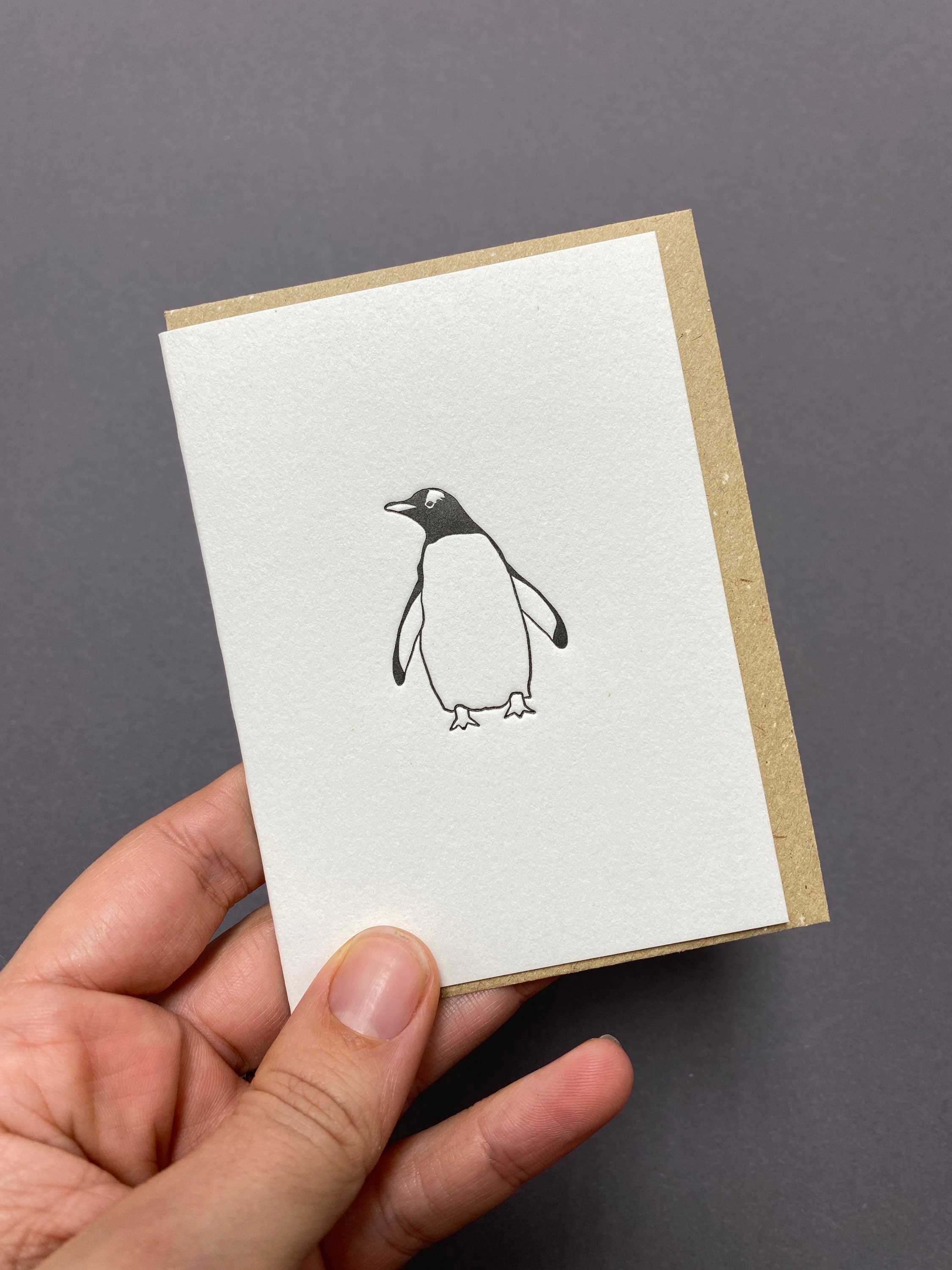 Penguin Notecards Thank You Card Pack Letterpress Note | Etsy
