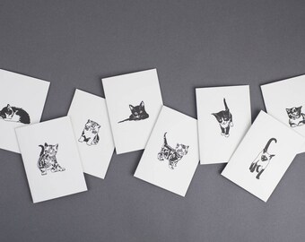 Cat Note Cards Stationery Set of 10 Cards With Matching - Etsy