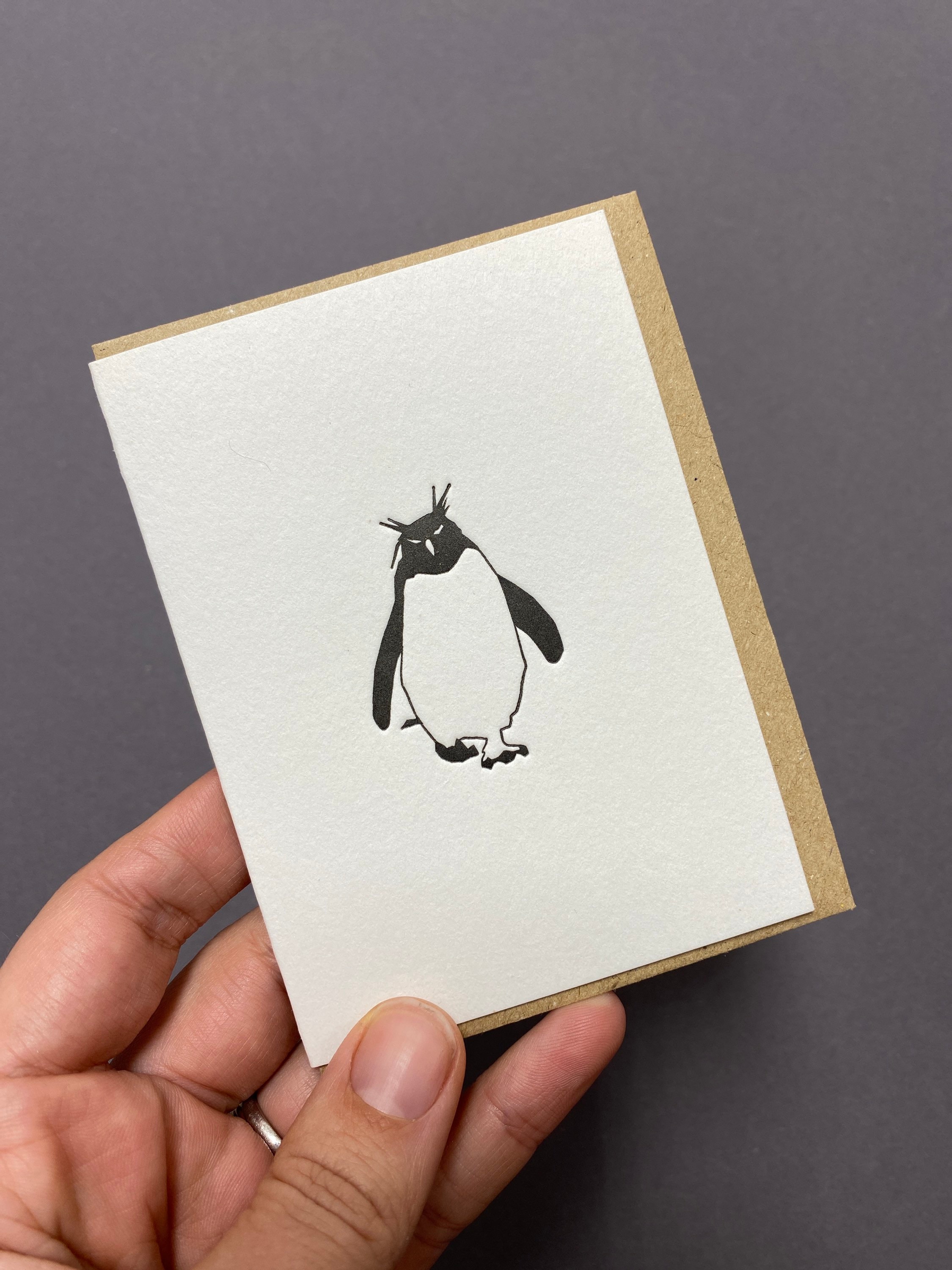 Penguin Notecards Thank You Card Pack Letterpress Note | Etsy