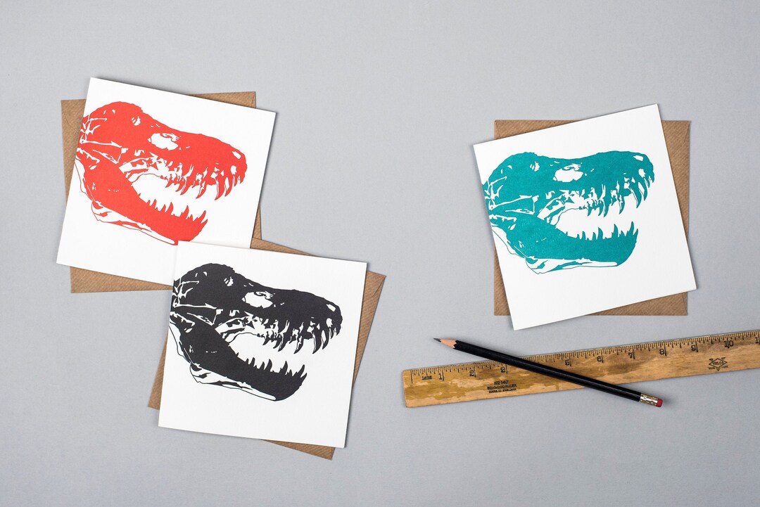 Dinosaur Birthday Cards - Dino Cards - Blank Card - T-rex Card - Museum ...