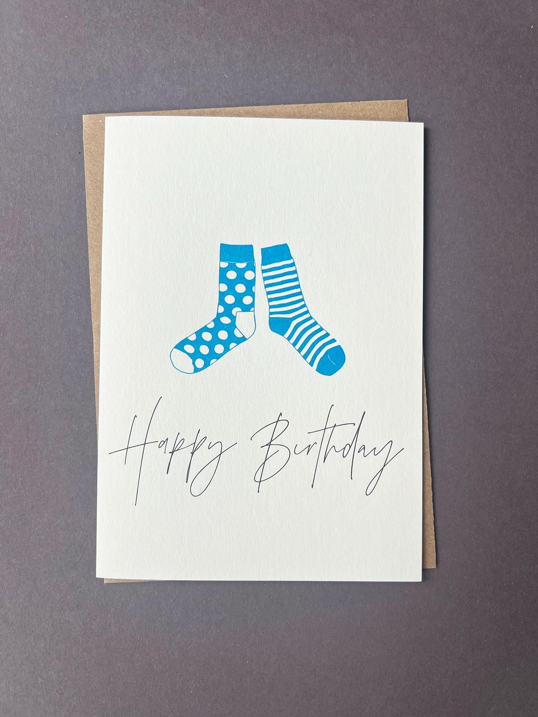 Odd Socks Birthday Card- Letterpress Blue Socks Design - Unique ...