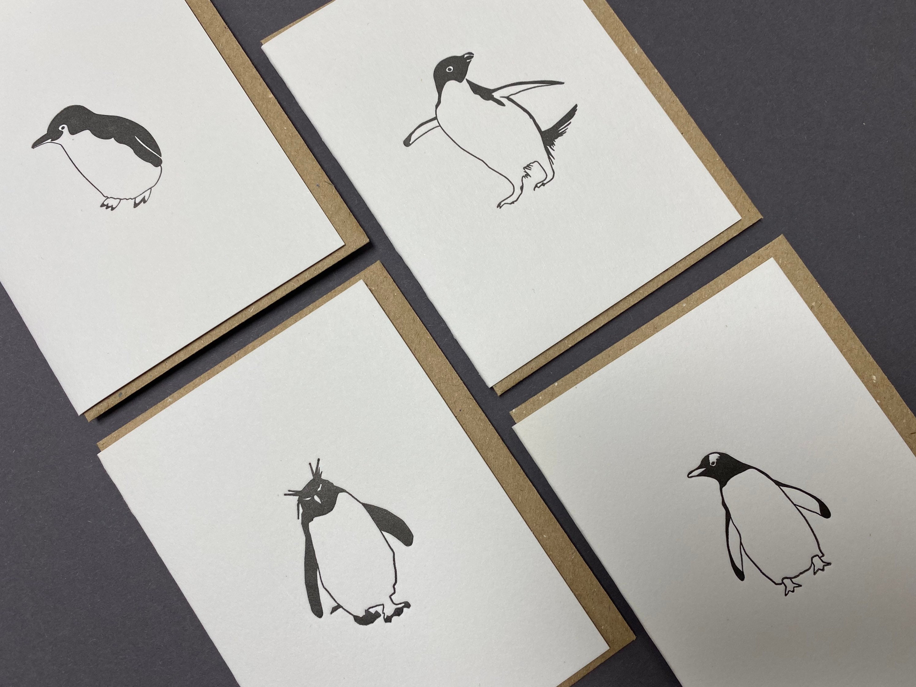 Penguin Notecards Thank You Card Pack Letterpress Note | Etsy