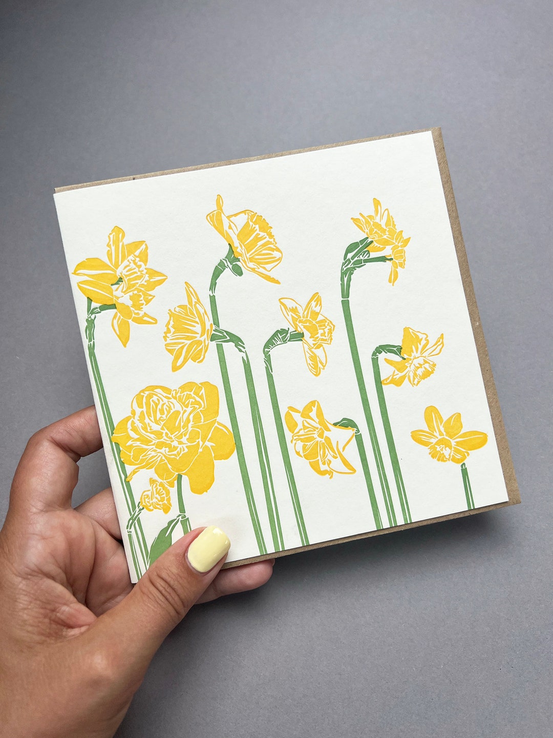 Daffodil Card - Contemporary Daffodil Card - Spring Flower Card ...