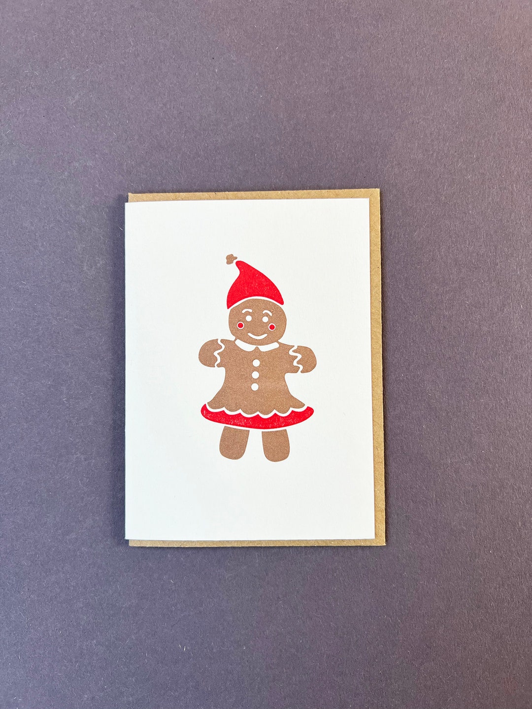 Gingerbread Lady Note Card Letterpress Cute Christmas Card Set School ...