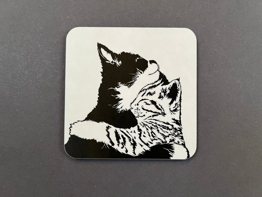 Cat Cuddles Coaster - Cat Coaster- Cat Lover Gift - Cat Gift - Tea ...