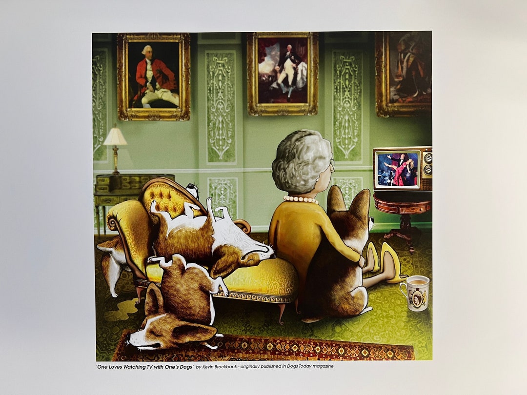 One Loves Watching TV With One's Dogs by Kevin Brockbank - Etsy UK