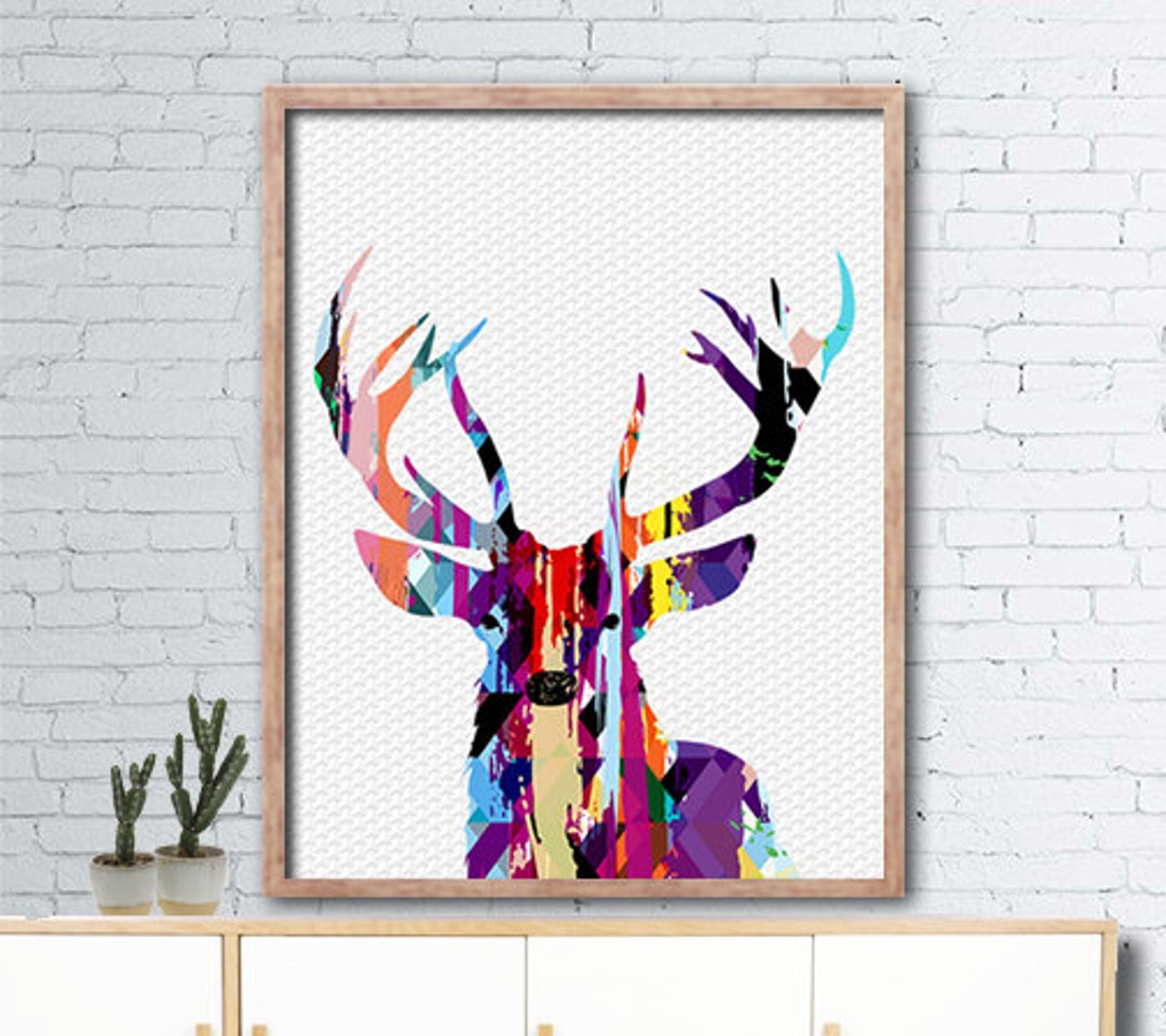 Contemporary Printable Deer Poster 50x70 - Deer Wall Art - Deer Head ...