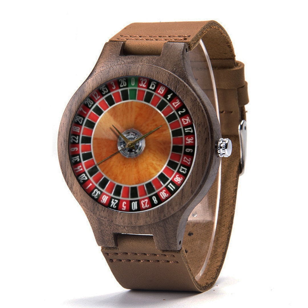 Roulette Wood Leather Watch, Game Wood Watch, Winnings Wood Watch, Man ...
