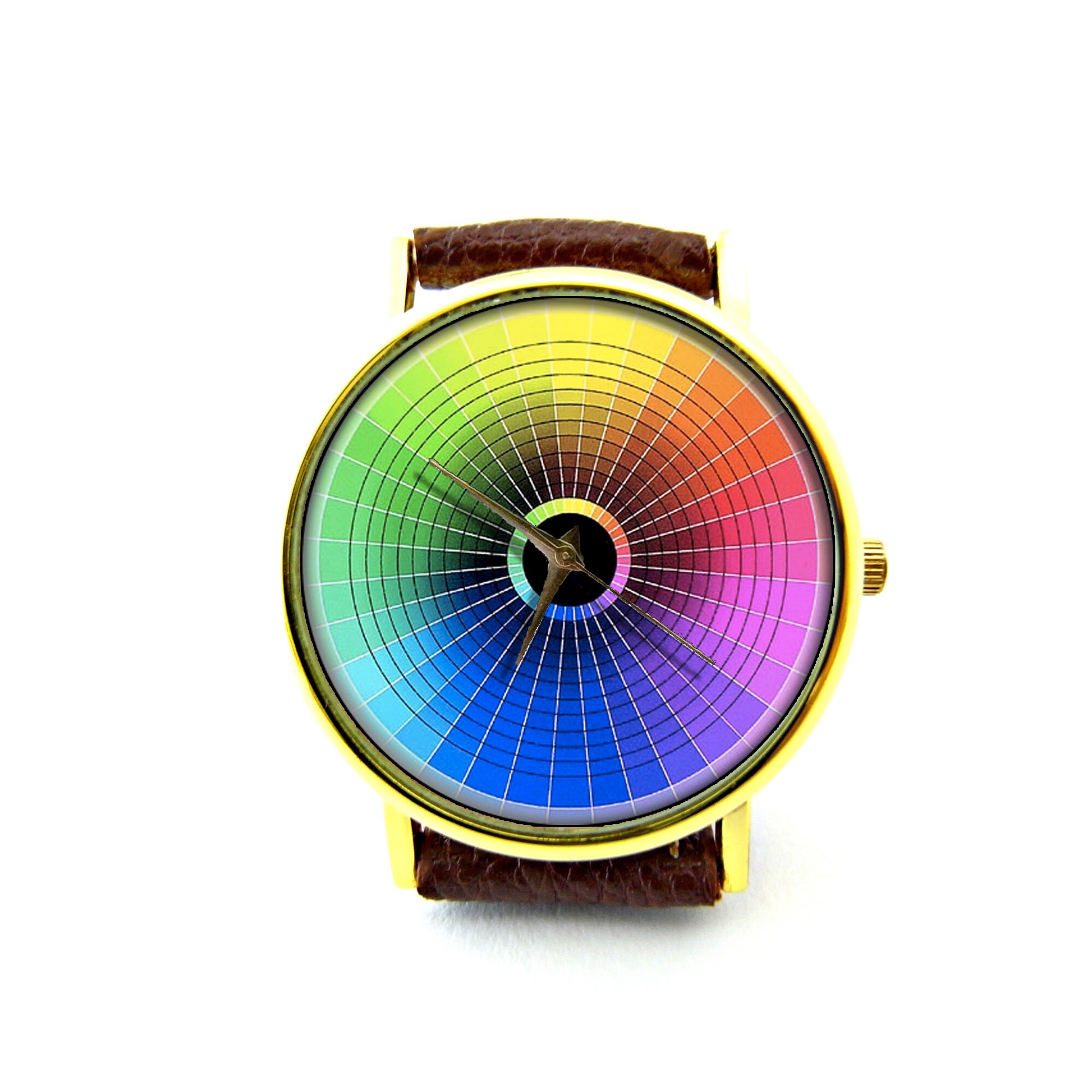 Color Wheel Leather Watch Color Wheel Color Wheel Accessory - Etsy