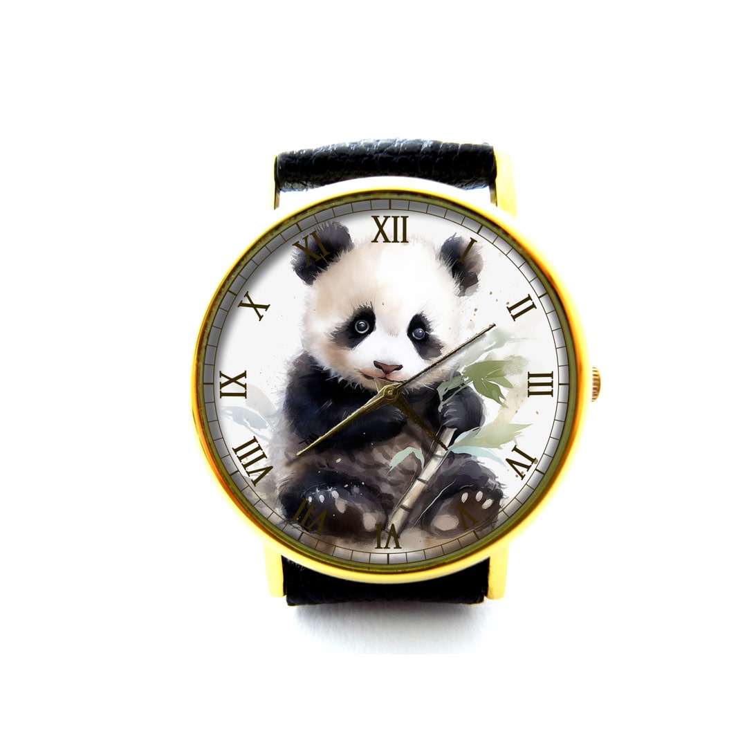 Cute Panda Leather Watch, Panda Watch, Unisex Watch, Funny Panda ...