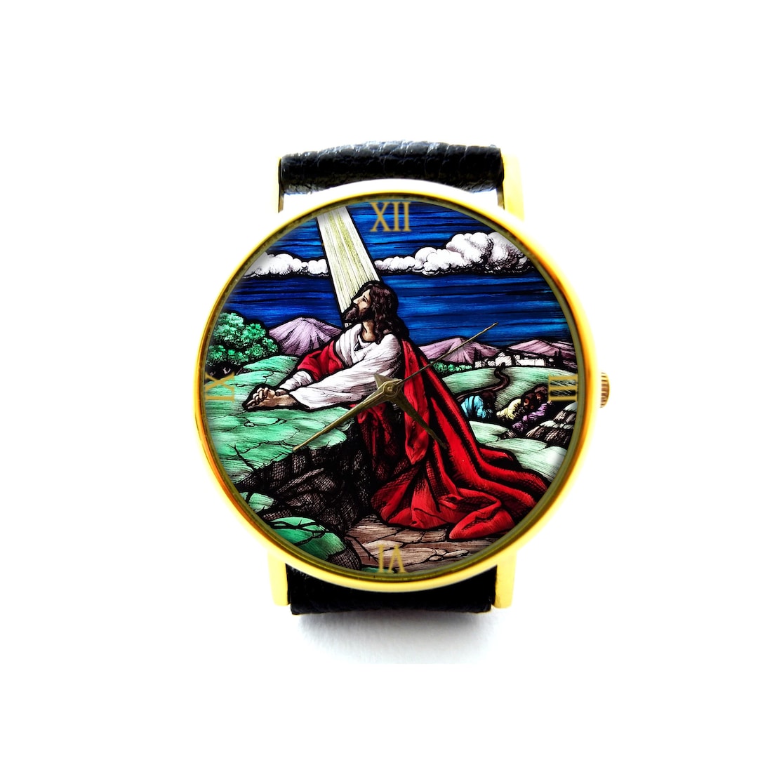 Jesus Christ Praying Leather Watch, Religious Ladies Watch, Unisex ...