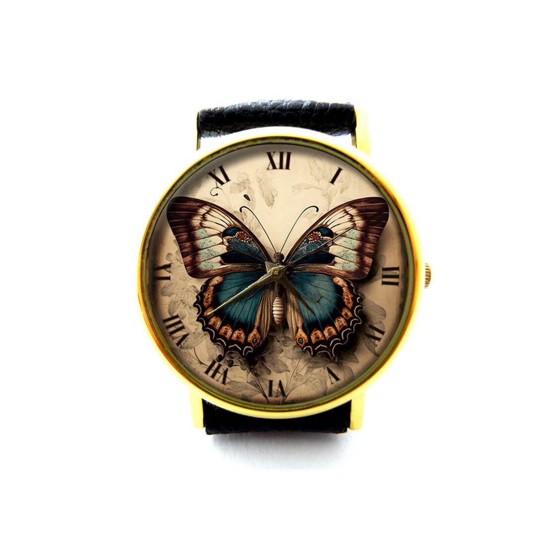 Vintage Butterfly Leather Watch, Butterfly Watch, Unisex Watch ...
