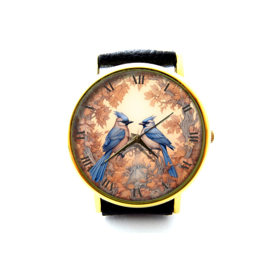 Blue Jays Leather Watch, Blue Birds Ladies Watch, Unisex Watch, Blue ...