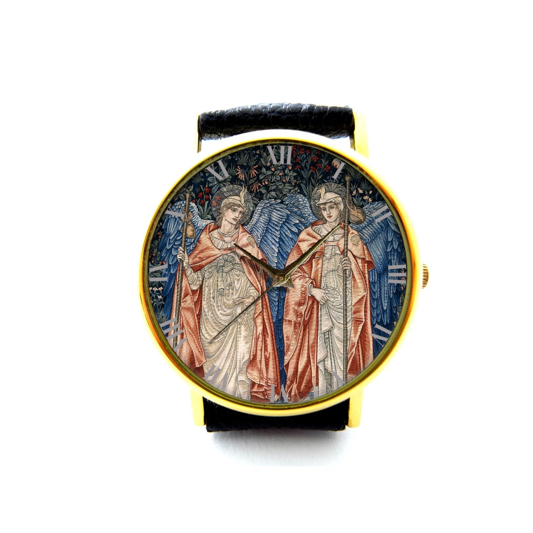 Two Angels Art Leather Watch, Ladies Watch, Unisex Watch, Angels Art ...