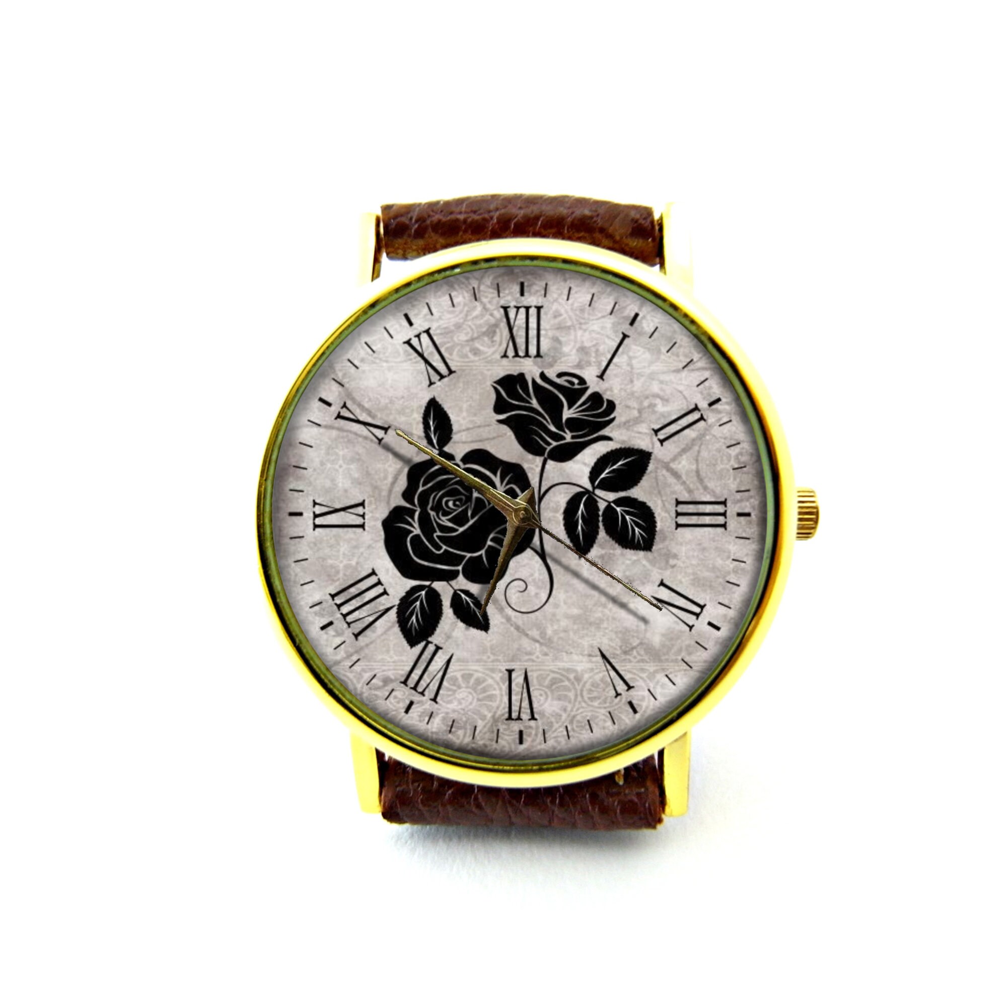 Rose Leather Watch Vintage Flower Leather Watch Vintage Rose - Etsy