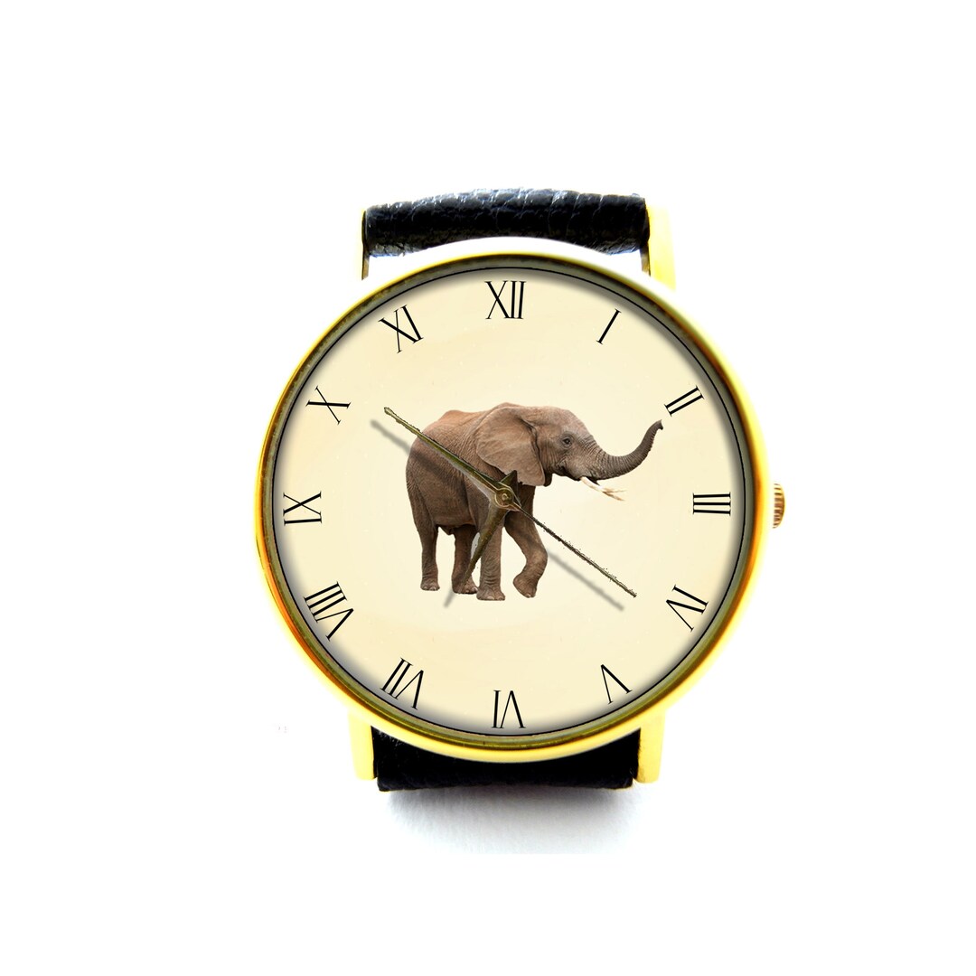 Elephant Leather Watch, Unisex Watch, Ladies Watch, Mens Watch, Pattern ...